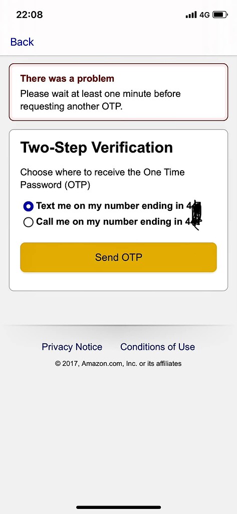 OTP codes not being received - General Selling on Amazon Questions ... OTP codes not being received - General Selling on Amazon Questions ...